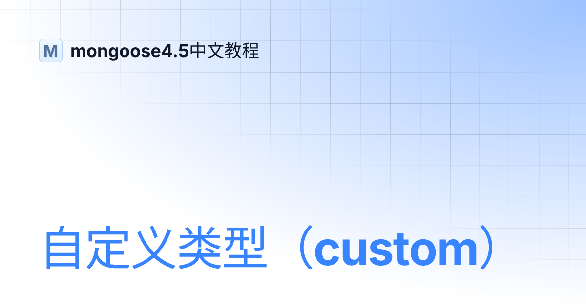 自定义类型（custom） | mongoose4.5中文教程